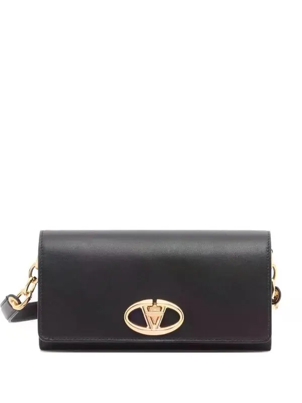 Valentino Garavani Vlogo The Bold Edition Wallet With Shoulder Strap In Nappa Leather - Black