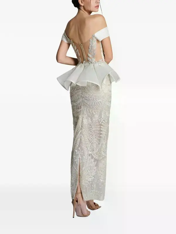 IMROSKA Sequin-embellished Peplum Maxi Dress