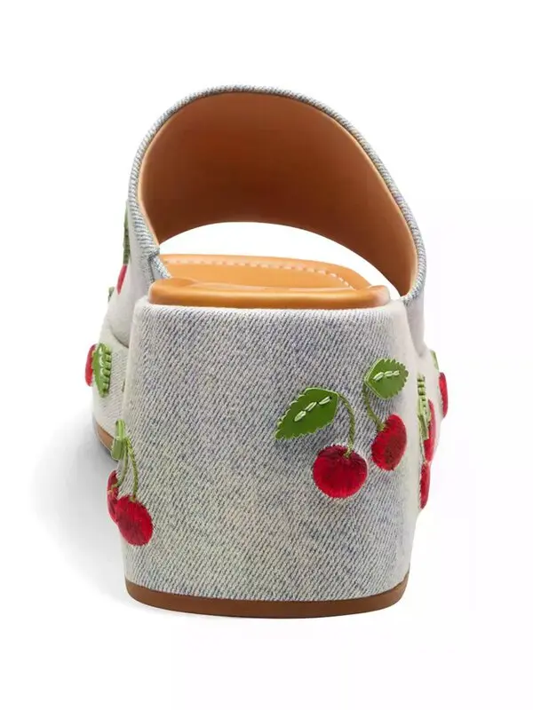 COACH Cherry-embroidered Wedge Sandals