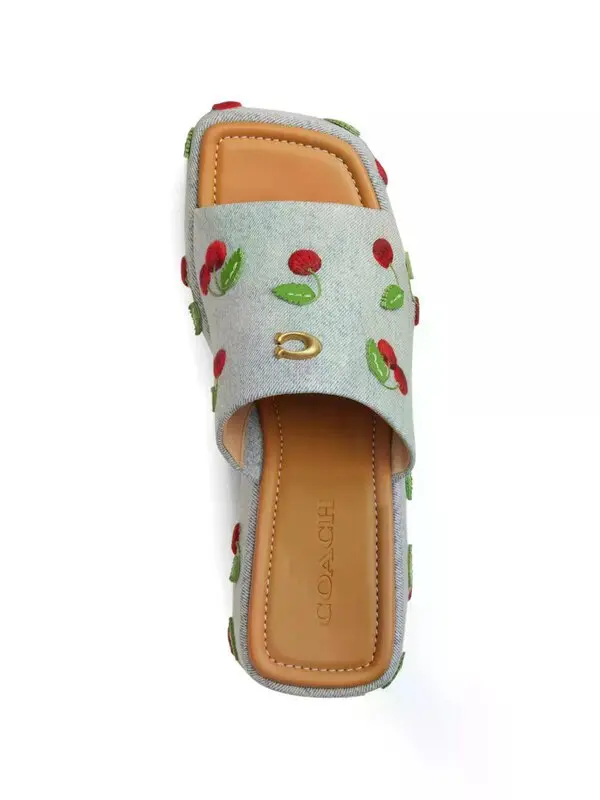 COACH Cherry-embroidered Wedge Sandals