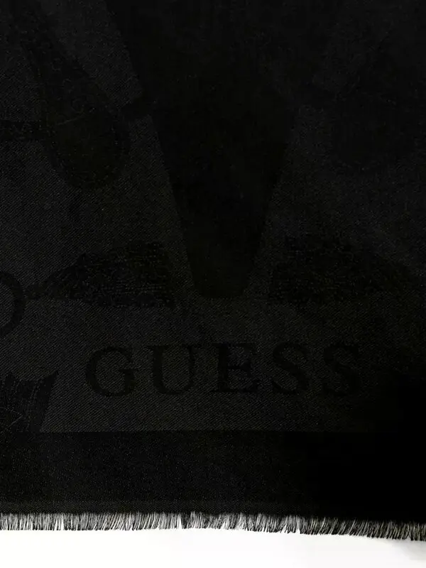 Guess Dita Logo Frayed Scarf - Black