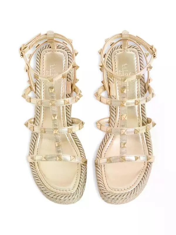 Valentino Garavani Rockstud Laminated Nappa Wedge Sandals 95mm