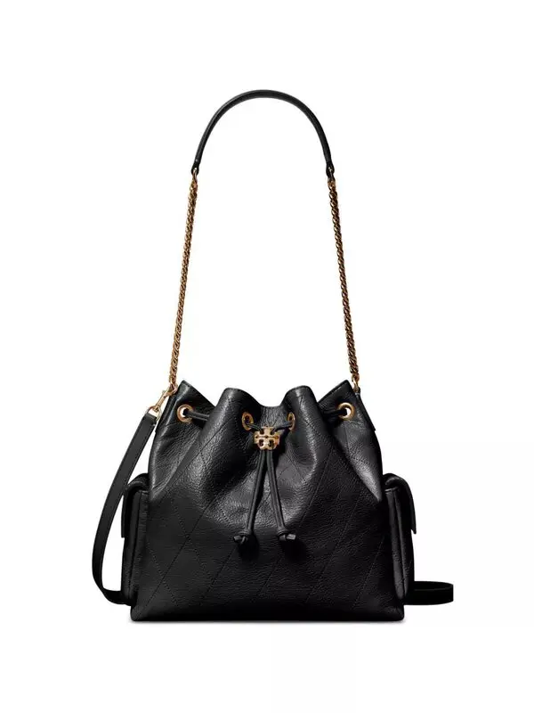 Tory Burch Quilted Drawstring Shoulder Bag - Black