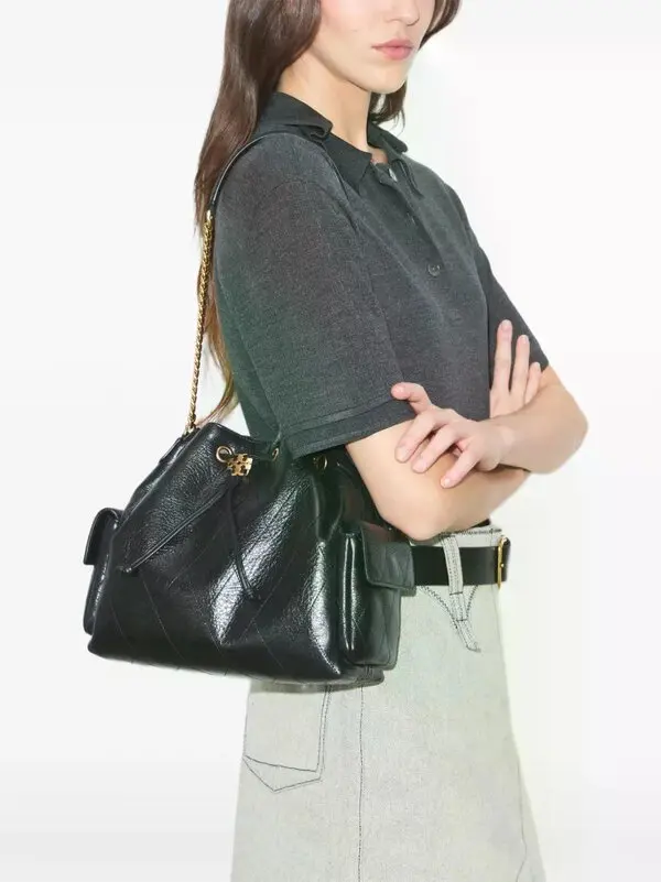 Tory Burch Quilted Drawstring Shoulder Bag - Black