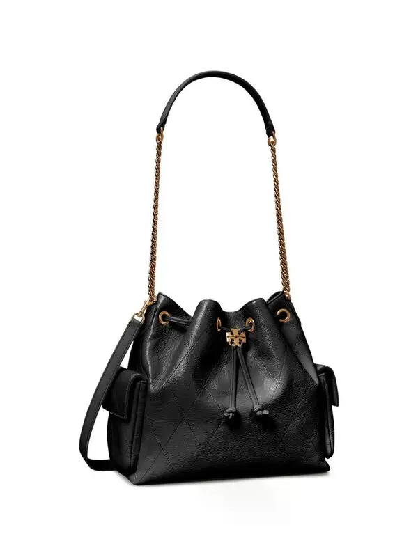Tory Burch Quilted Drawstring Shoulder Bag - Black