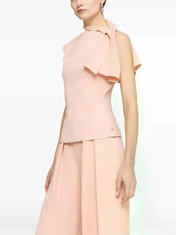 NISSA Sleeveless Ruffled High-neck Top - Pink