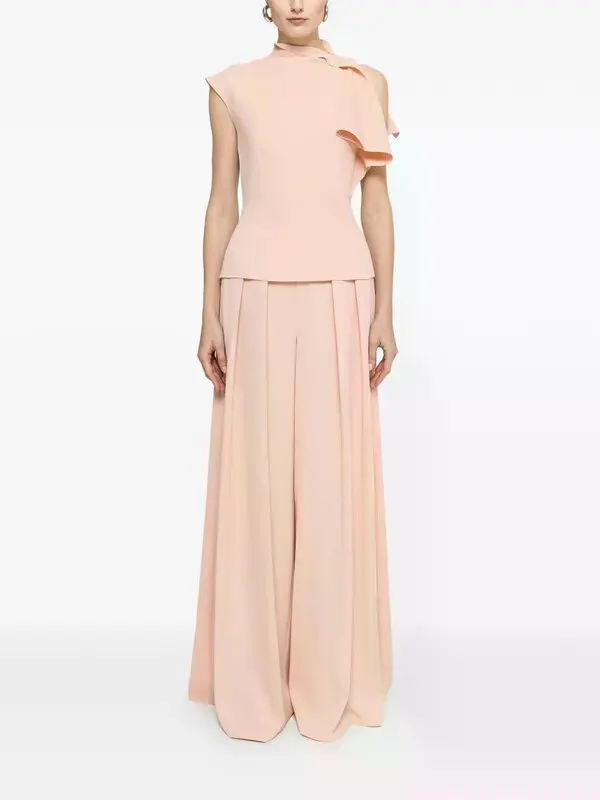 NISSA Sleeveless Ruffled High-neck Top - Pink