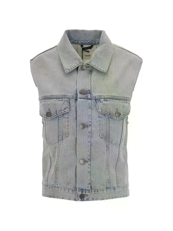 HAIKURE Raw-cut Sleeveless Denim Jacket