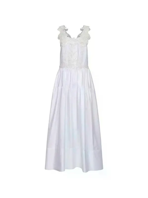 Maurizio Lace-trim Embroidered Midi Dress - White