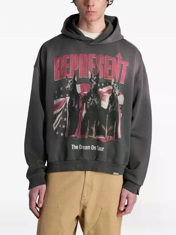 REPRESENT Graphic-print Hoodie - Grey