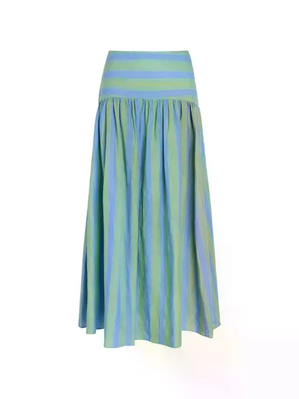 Staud Procida Striped Linen Skirt - Blue