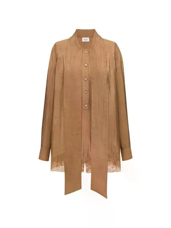 Saint Laurent Lace-trimmed Pussy-bow Playsuit