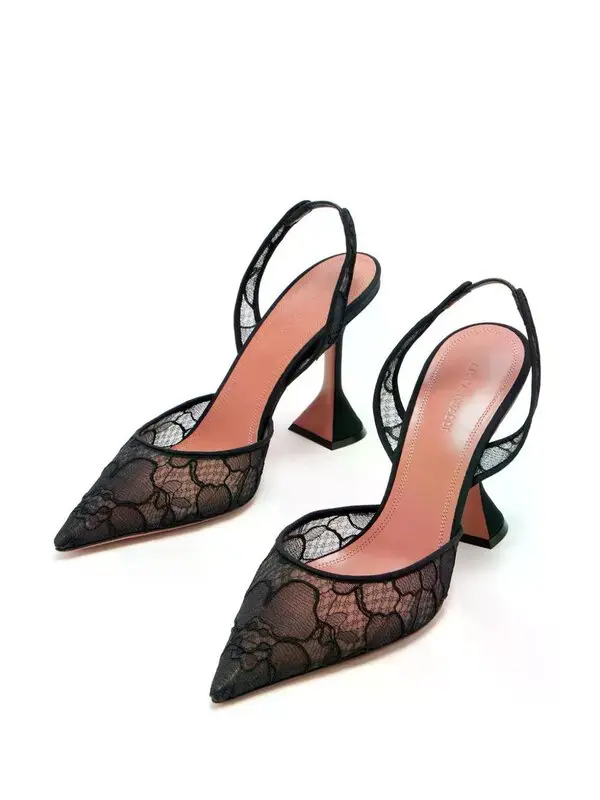 Amina Muaddi 95mm Holli Lace Pumps