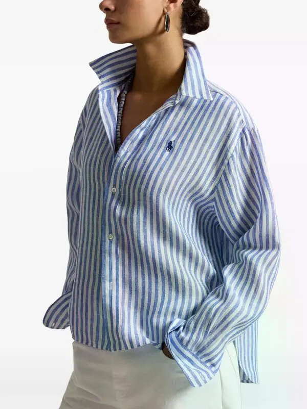 Polo Ralph Lauren Striped Linen Button-down Shirt - Blue