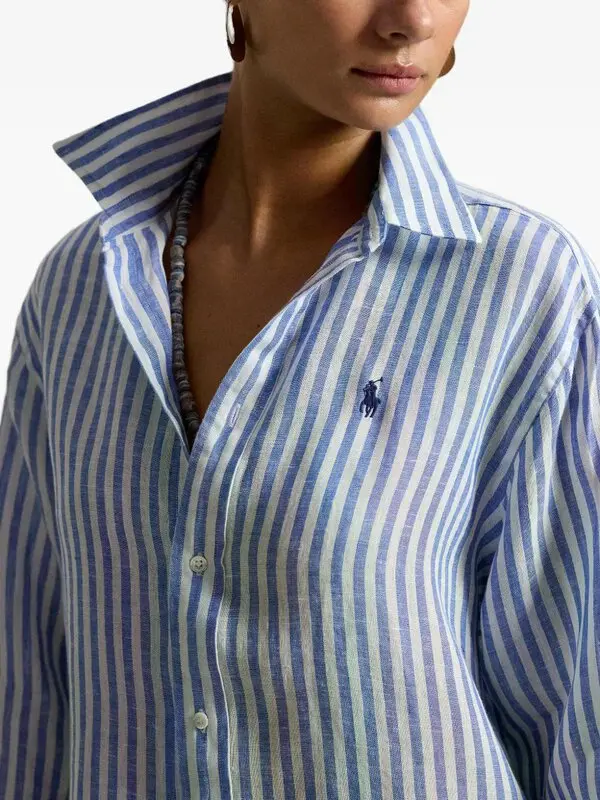 Polo Ralph Lauren Striped Linen Button-down Shirt - Blue