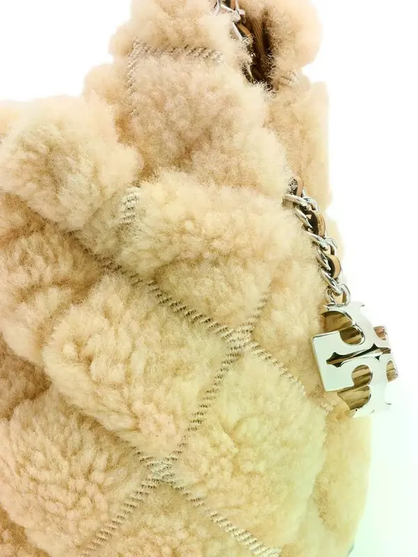 Tory Burch Quilted Shearling Shoulder Bag - Neutrals