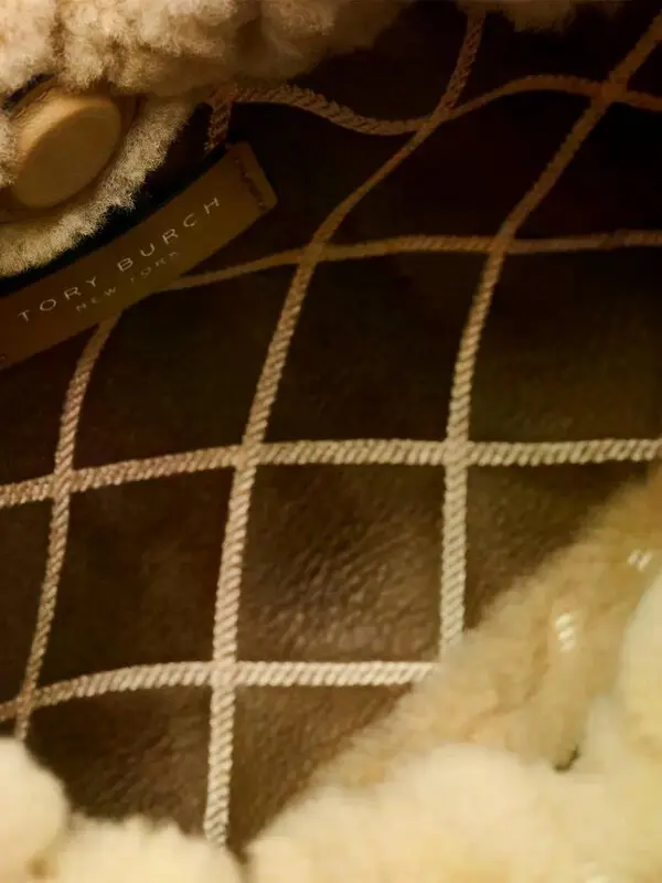 Tory Burch Quilted Shearling Shoulder Bag - Neutrals