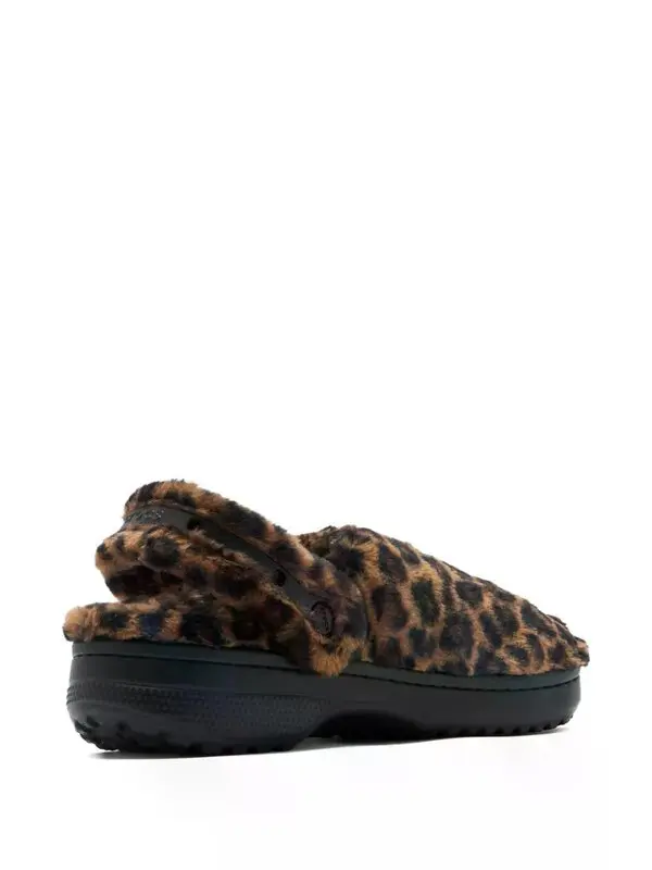 CROCS Leopard Print Furry Slippers