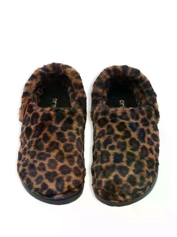CROCS Leopard Print Furry Slippers
