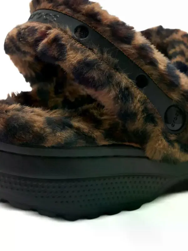 CROCS Leopard Print Furry Slippers