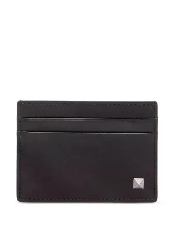 Valentino Garavani Rockstud Calfskin Card Holder - Black