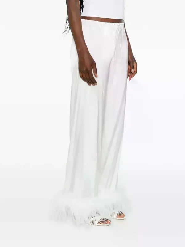 Oseree Feather-trim Drawstring Trousers