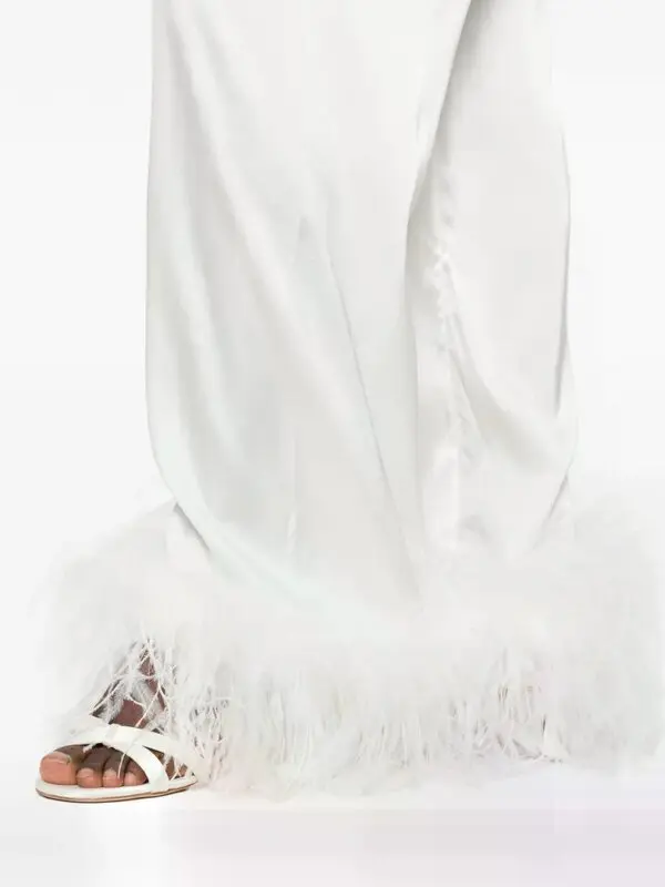 Oseree Feather-trim Drawstring Trousers