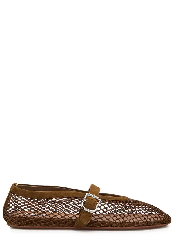 Alaïa Mesh And Suede Ballet Flats - Brown