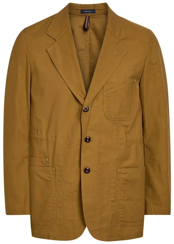 DRAKE'S Cotton-twill Blazer Jacket - Brown
