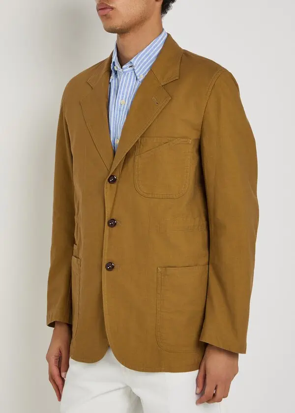 DRAKE'S Cotton-twill Blazer Jacket - Brown