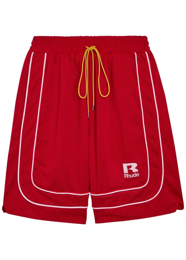 Rhude Pipe-trimmed Mesh Shorts - Red