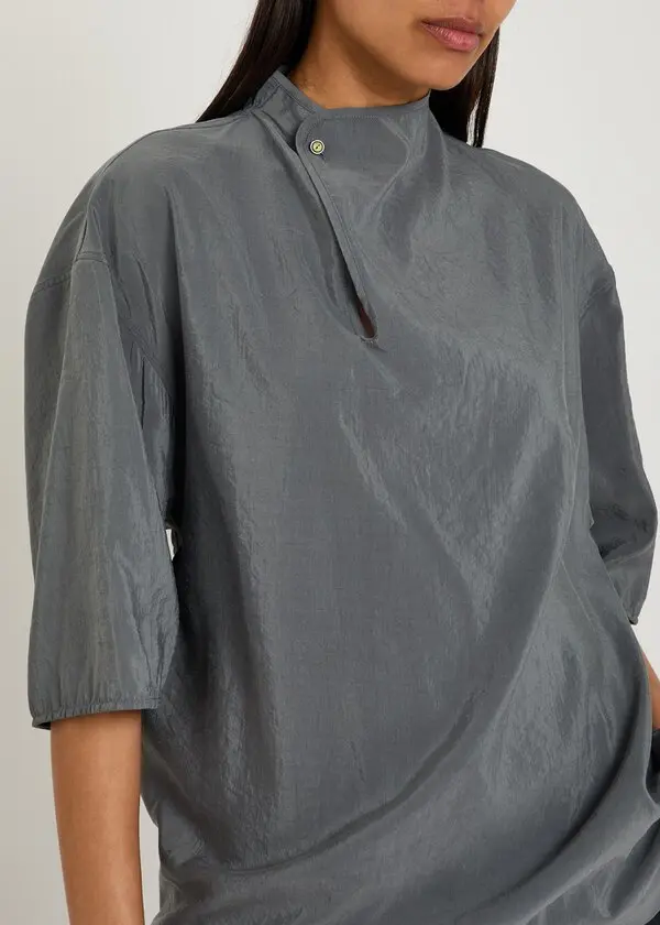 LEMAIRE High-neck Silk-blend Top - Grey
