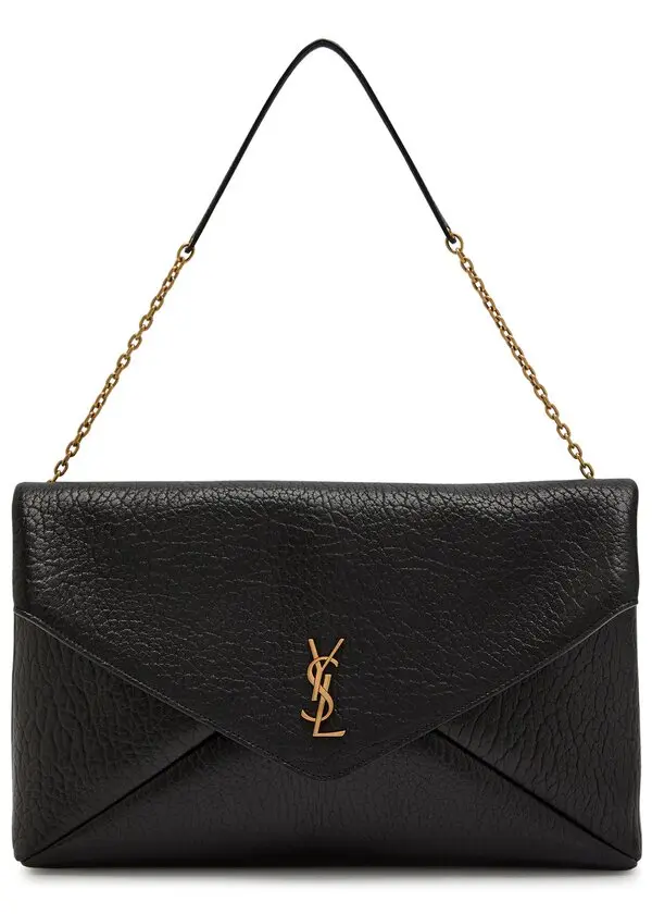 Saint Laurent Envelope Grained Leather Pouch - Black