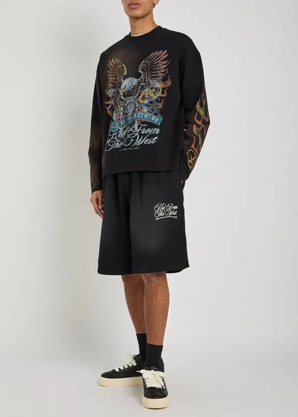 KIDWEST Eagle Flame Printed Cotton T-shirt