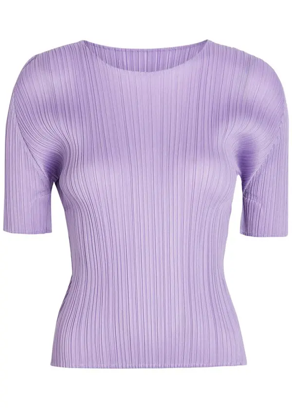 Issey Miyake Pleated Woven Top - Light Purple
