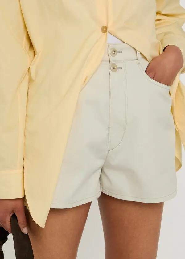 LEMAIRE Cotton High-rise Shorts - Ivory