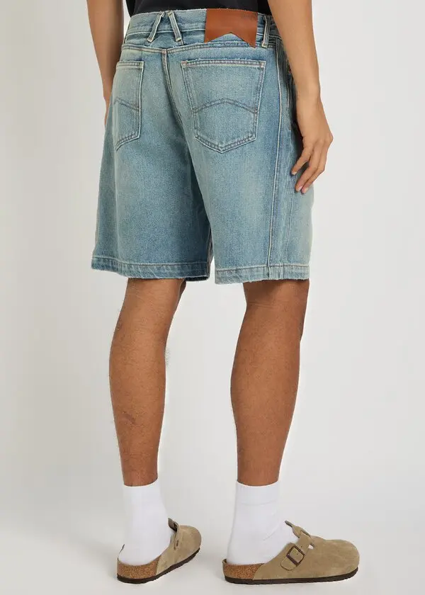 Rhude Boxy Traxedo Denim Shorts - Blue