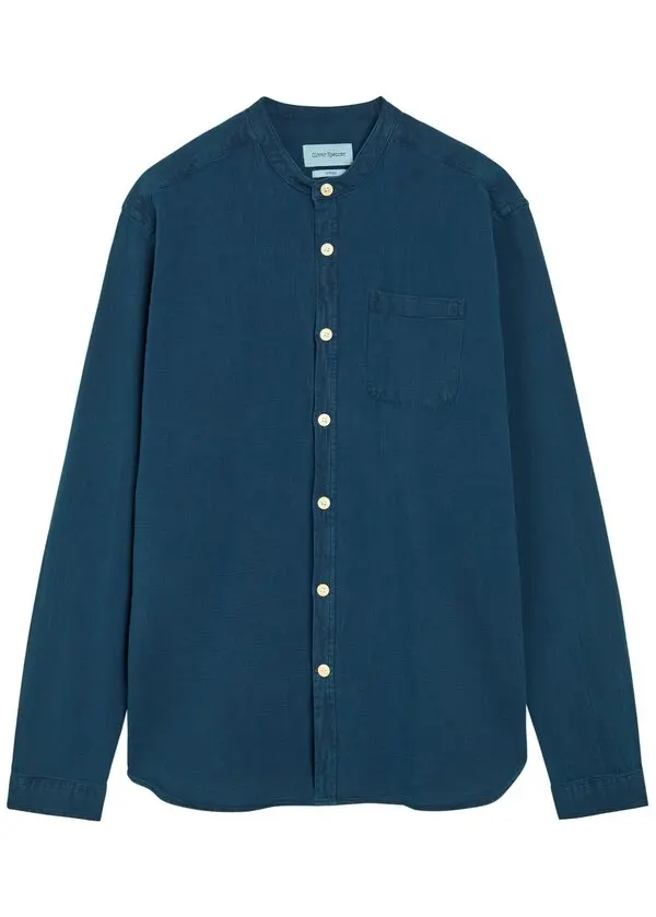 Oliver Peoples Grandad Cotton Shirt - Indigo