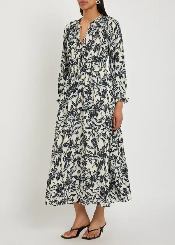 Rails Matia Floral-print Woven Midi Dress - Black