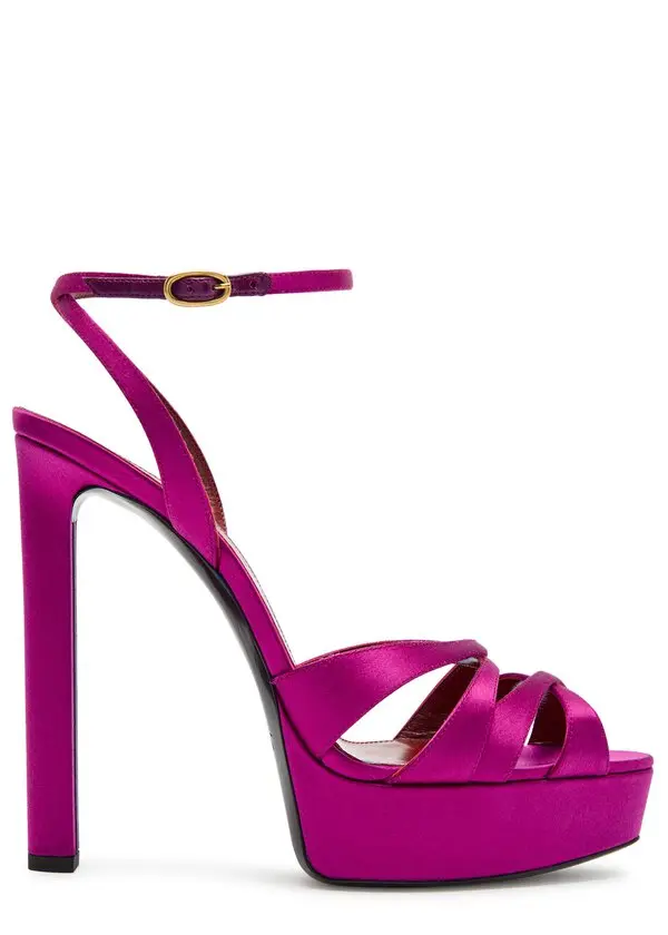 Saint Laurent Chandelle 110 Satin Sandals - Pink