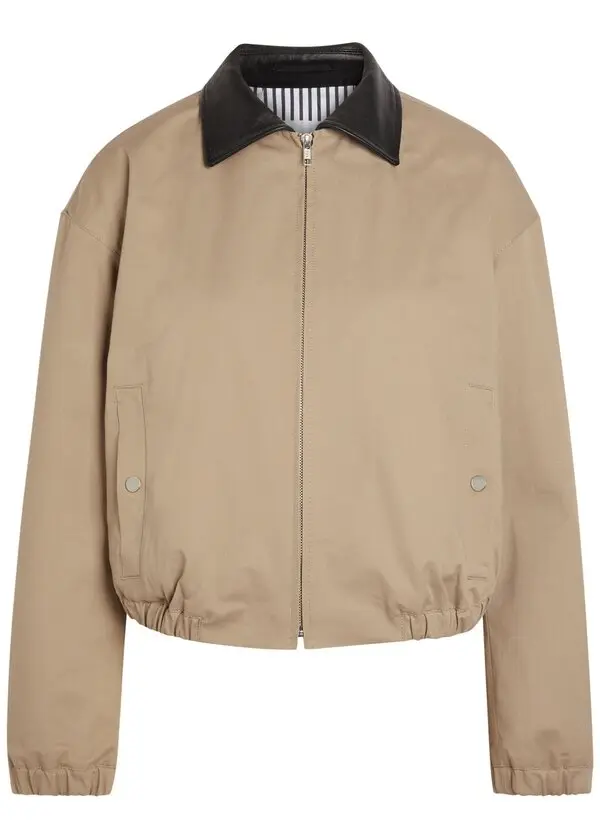 Maria Mcmanus Leather-trimmed Twill Jacket - Beige