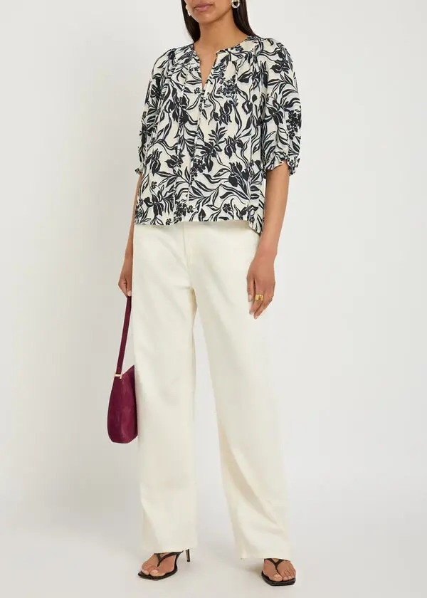 Rails Belina Floral-print Woven Blouse - Black