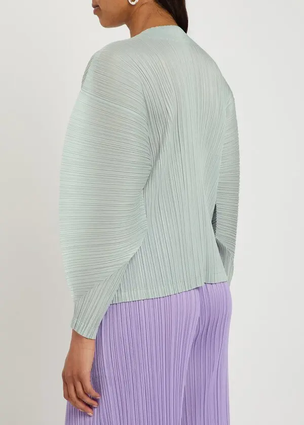 Issey Miyake Pleated Zip-through Woven Top - Light Grey