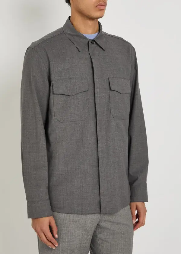 Canali Wool Overshirt - Grey