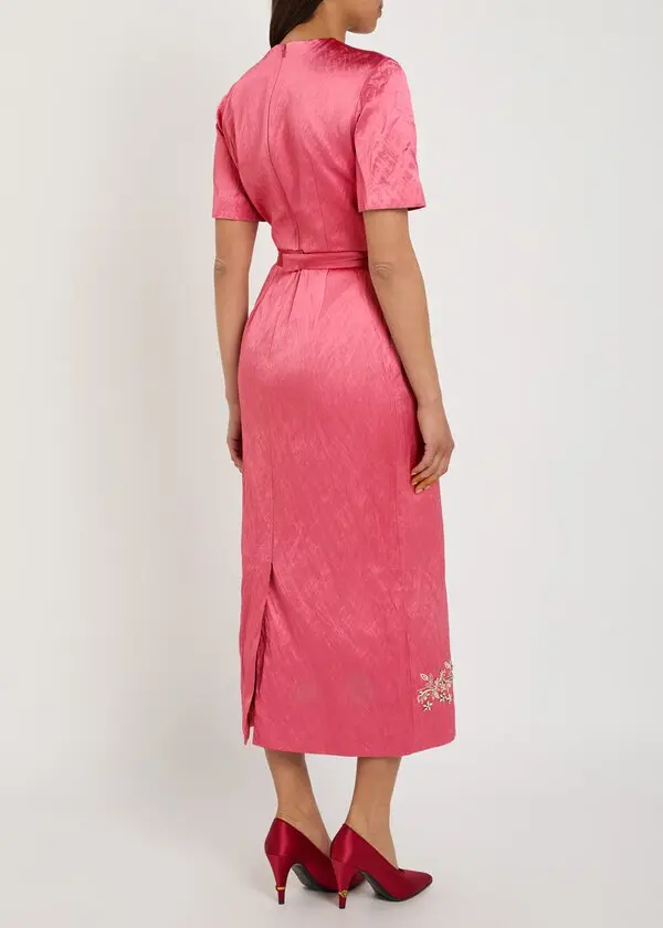 Erdem Embellished Satin Midi Dress - Pink