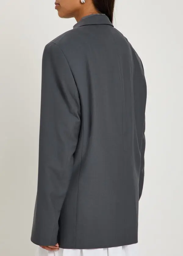 LEMAIRE Woven Double-breasted Blazer - Dark Grey