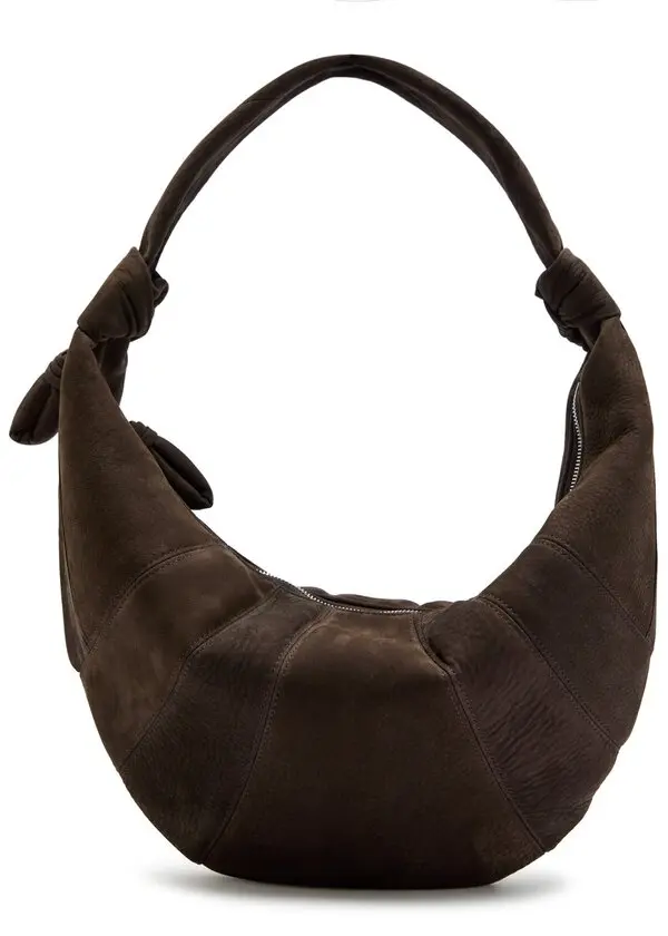 LEMAIRE Fortune Croissant Suede Shoulder Bag - Dark Brown