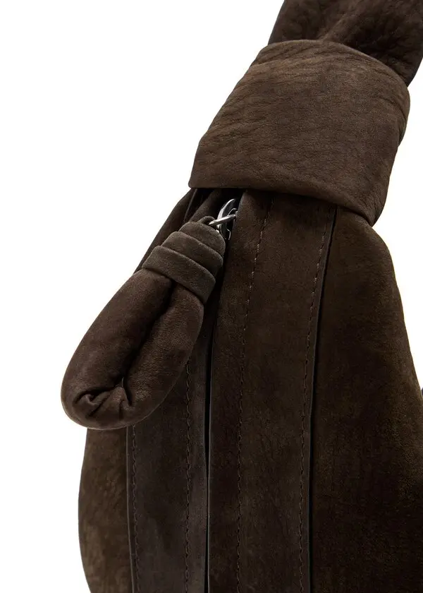 LEMAIRE Fortune Croissant Suede Shoulder Bag - Dark Brown