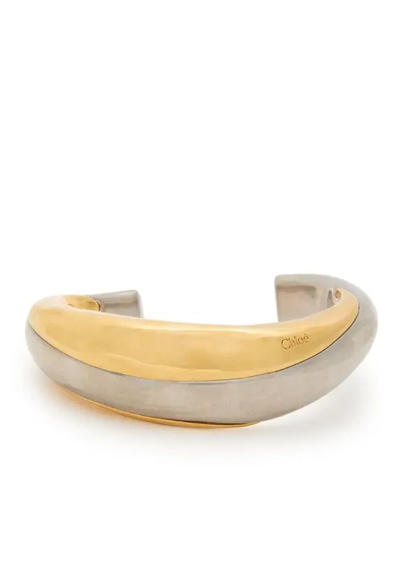 Chloé Sculpted Two-tone Brass Cuff Bracelet - Gold