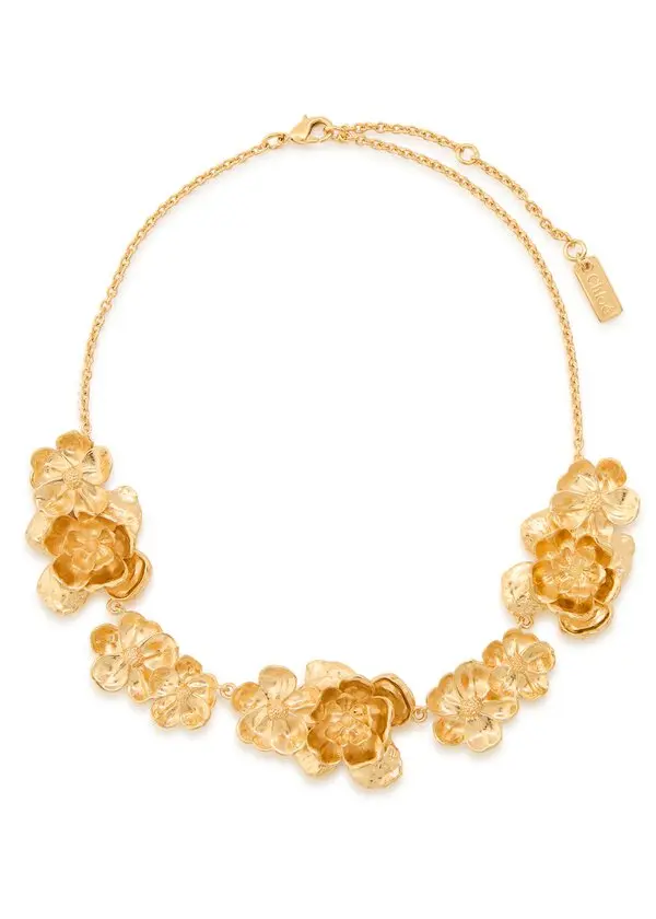 Chloé Floral -tone Brass Necklace - Gold